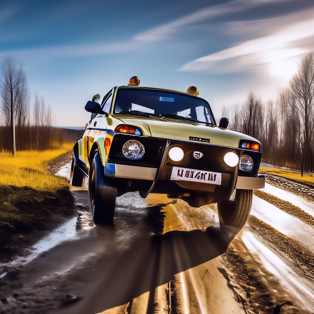 "Super long limousine Lada 4x4 5D" — image created in Shedevrum