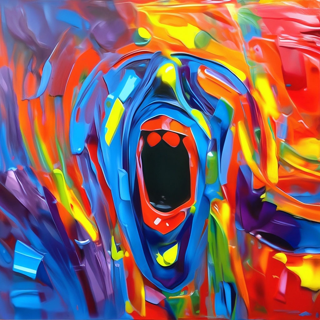 "Scream. Oil painting in the style of abstract expressionism. Painting ...