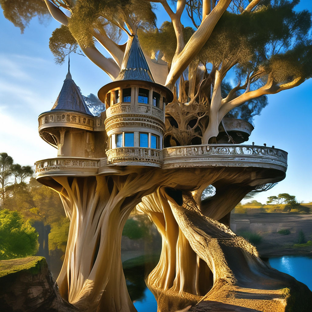 "[House+tree contest] An ancient medieval castle in the trunk + of an ...
