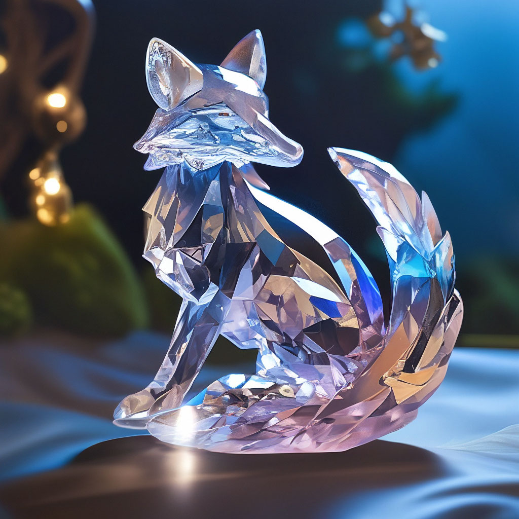 "Crystal nine-tailed fox, aesthetically pleasing, beautiful ...