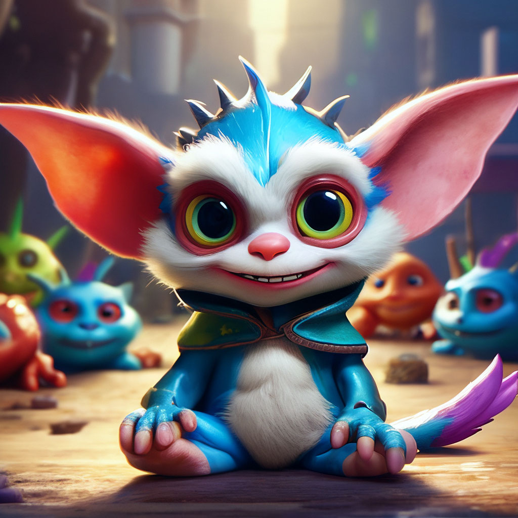 "Cute Pixar-style gremlins" — image created in Shedevrum