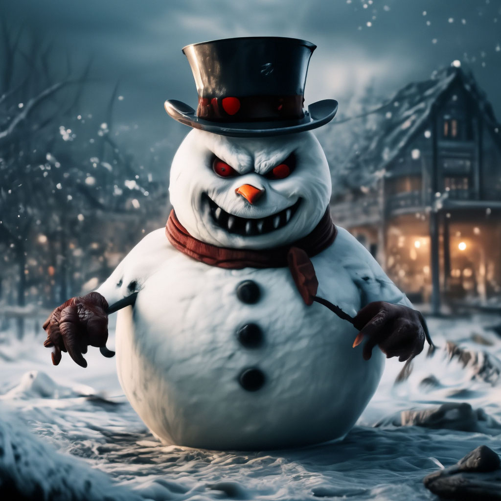"The angry snowman" — image created in Shedevrum