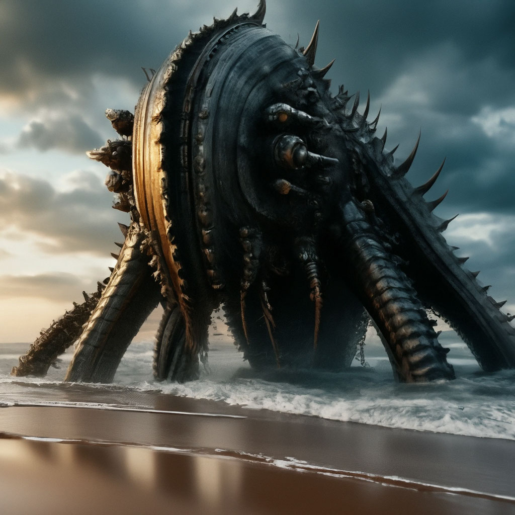 "Mighty Leviathan realistic epic ultra clear comes out of the ocean on ...