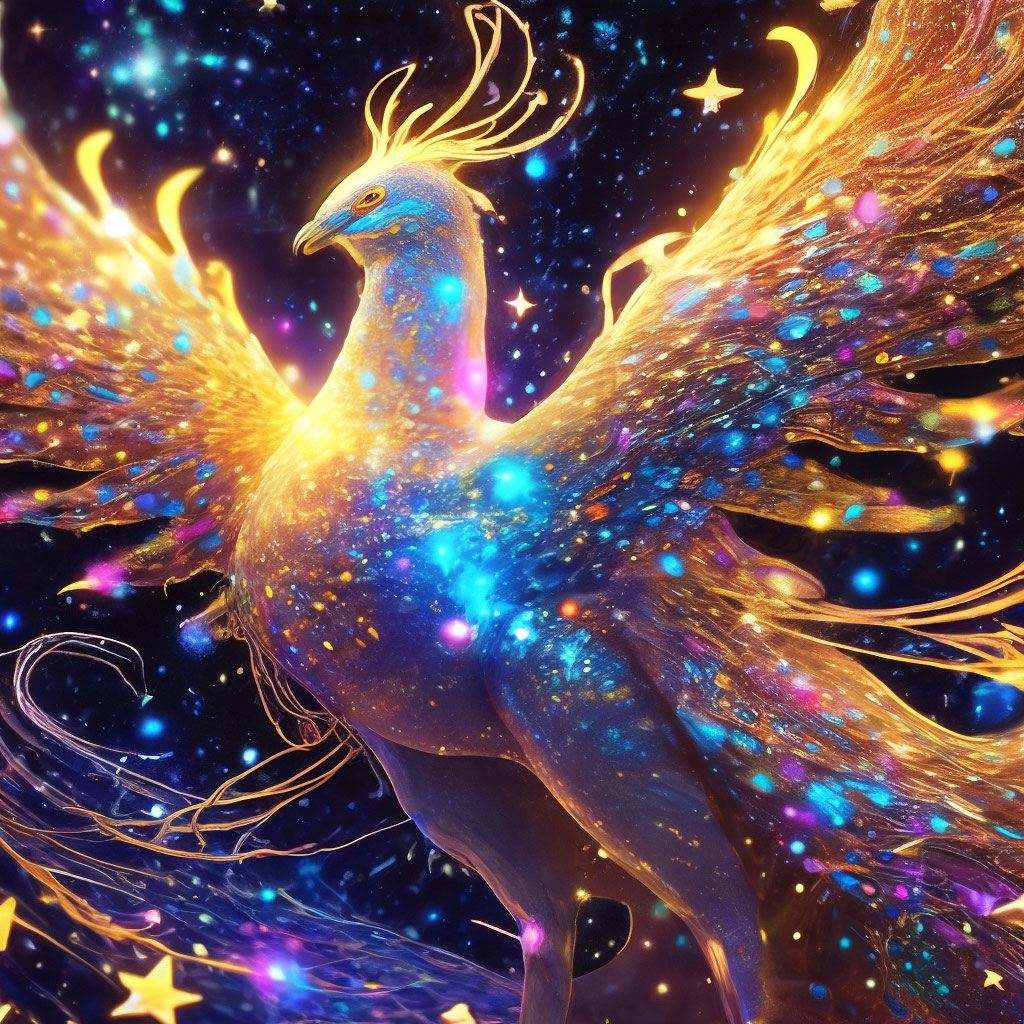 "mythical sparkling anthropomorphic fabulous animals, space, astral ...