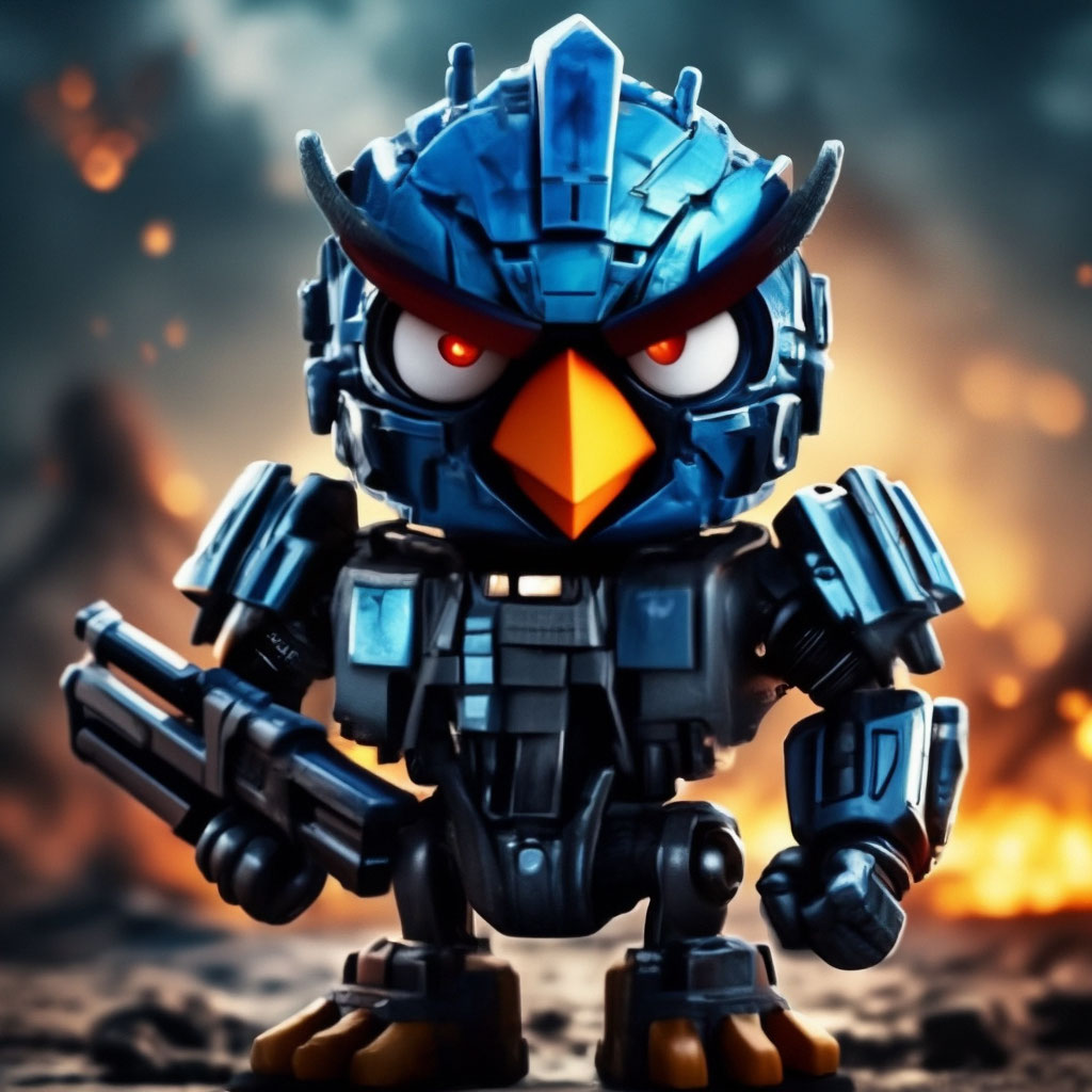 "Engry birds bird gali terminator" — image created in Shedevrum