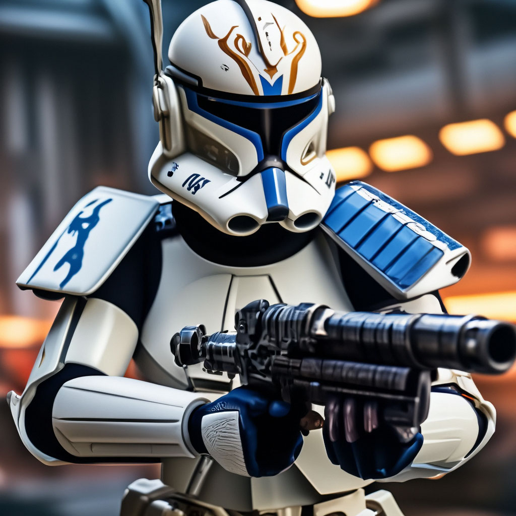"Captain Rex with a blaster" — image created in Shedevrum