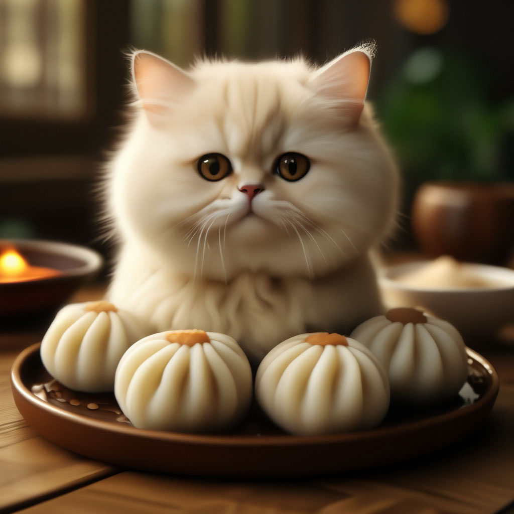 "The dumpling cat" — image created in Shedevrum