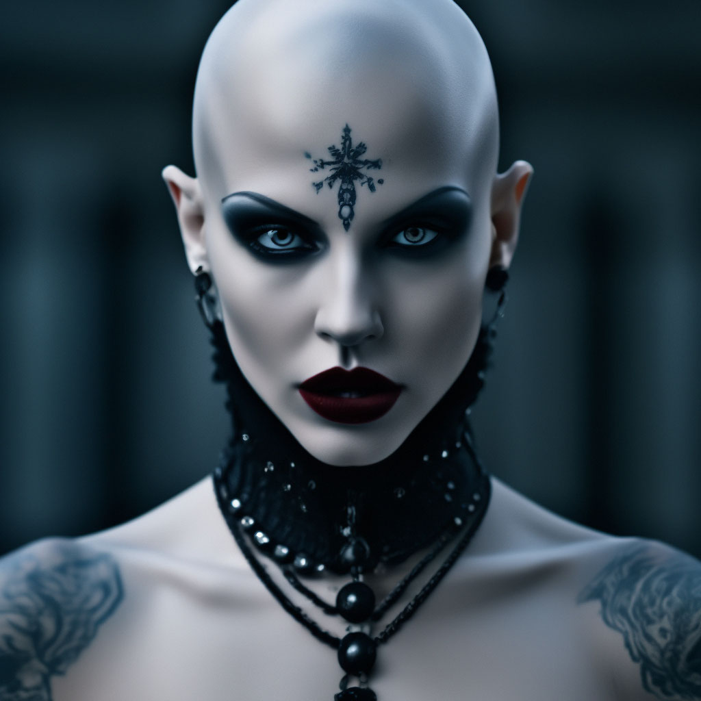 "Bald vampire woman" — image created in Shedevrum