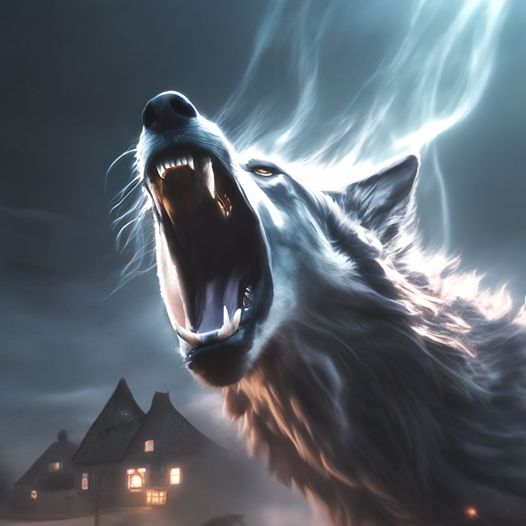 "A transparent ghost of a wolf flies …" — image created in Shedevrum