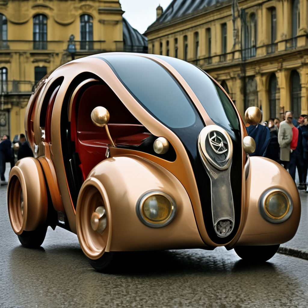"The world's strangest car" — image created in Shedevrum
