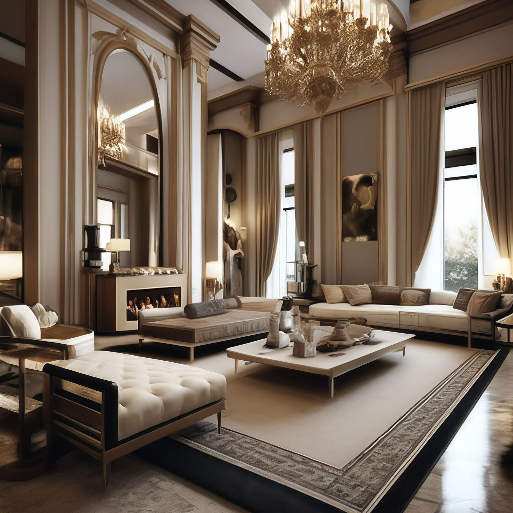 "Interior design in the style of imperial classicism" — image created ...