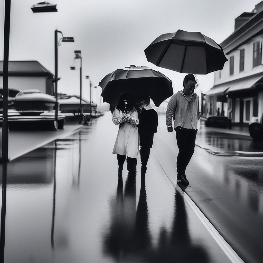"Rainy weather is happening today" — image created in Shedevrum