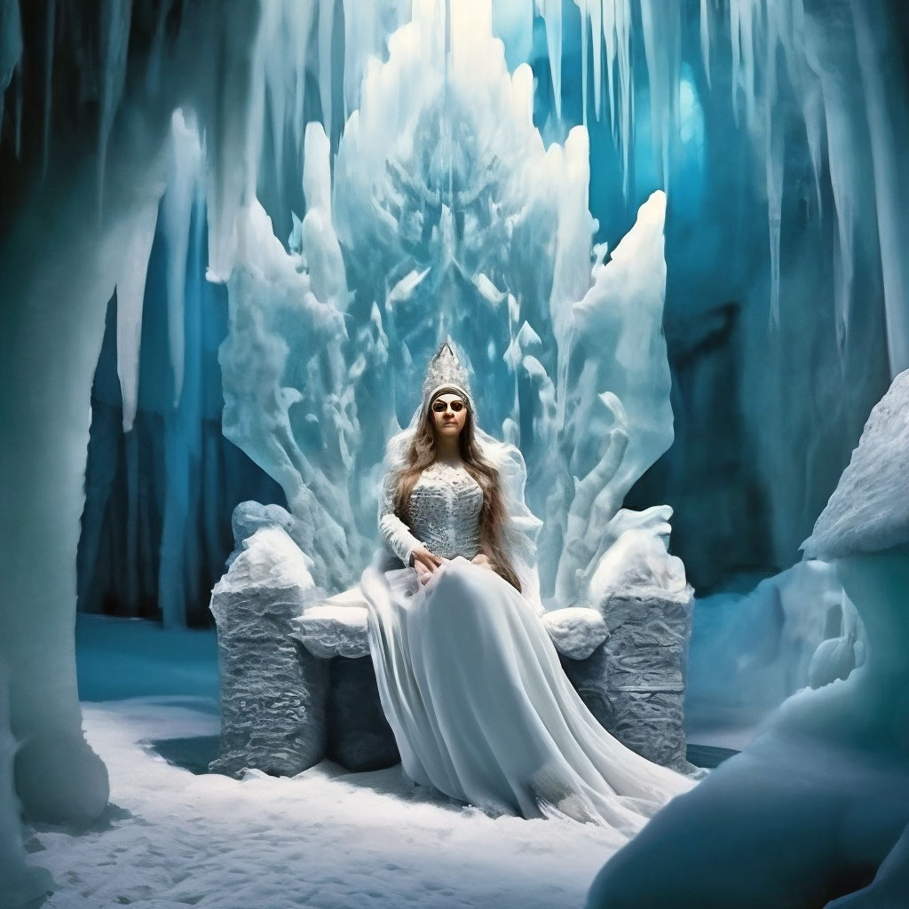 "Ice cave, ice Throne, Queen Winter, ice beauty. realistic professional ...