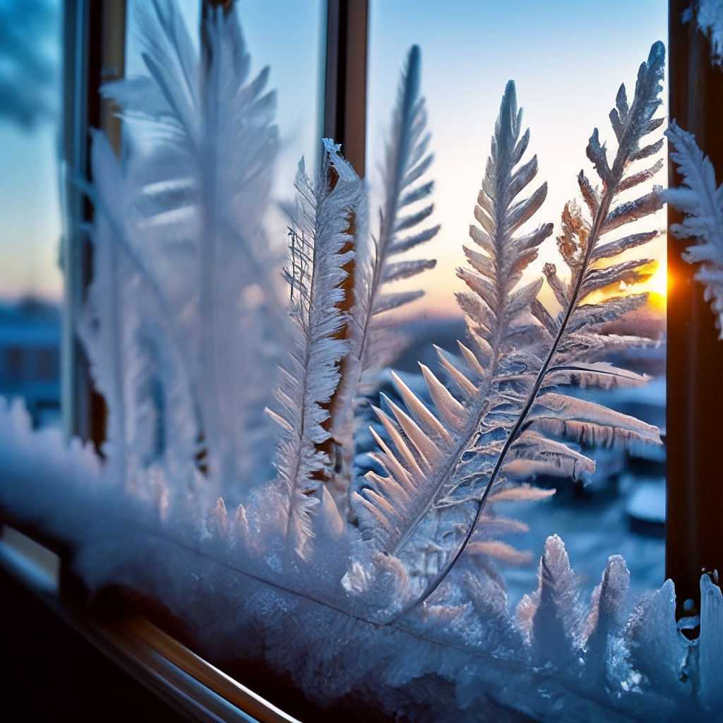 "Frost on frosty glass, city apartment in Ust-Ilimsk, -50 degrees below ...