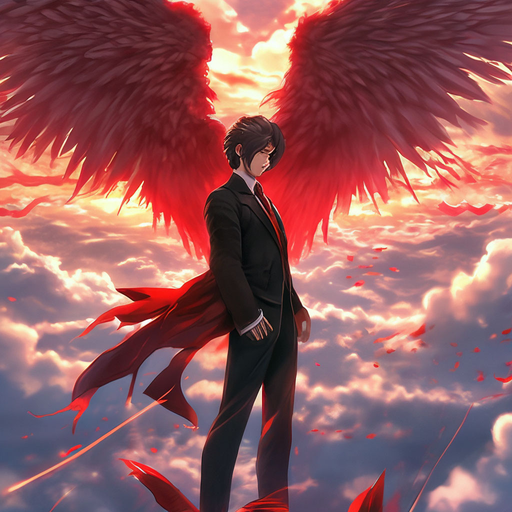 Chico De Anime Con Alas Rojas Hawks Mha Prints Etsy México