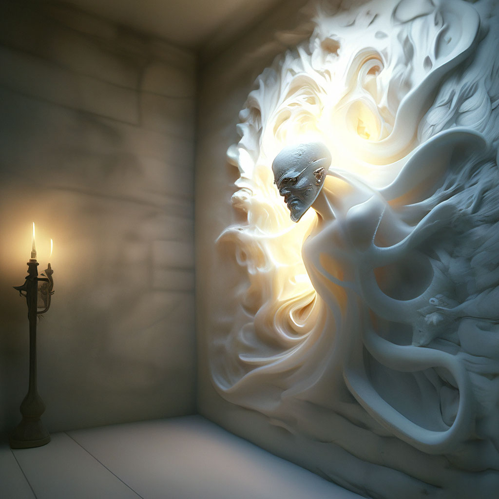 ""light for light" pulling a ghostly translucent grotesque into the ...