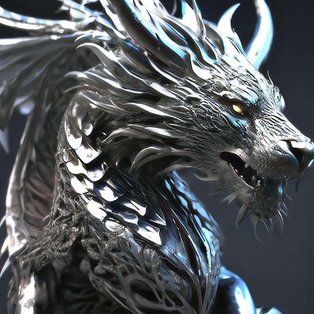 "Hyperrealism, elegant filigree hybrid of a dragon and a lion made of ...