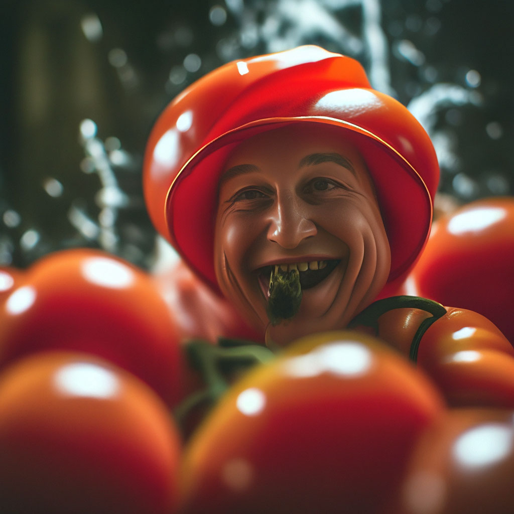 "The tomato man" — image created in Shedevrum