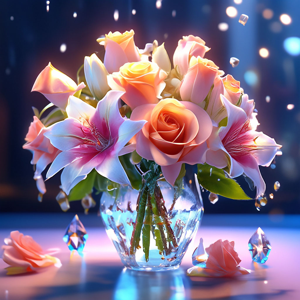 "A very lush bouquet of unusual roses, complex, amazingly beautiful ...