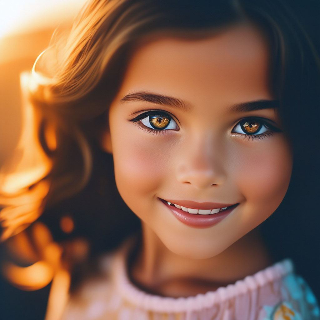 "Brown-eyed, Pretty, mimic cunning girl of about five, light grin,she ...