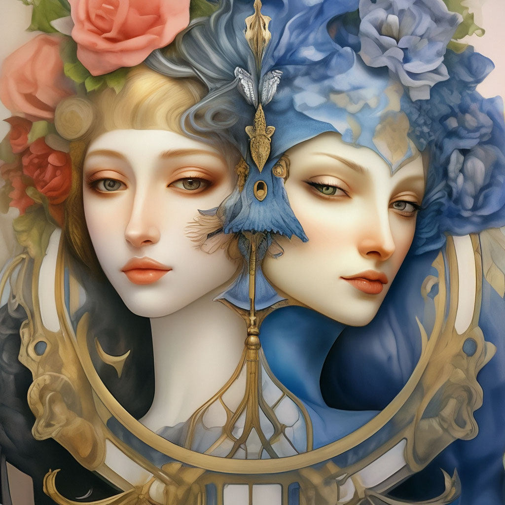 "Symbiosis a mixture of male and female faces a portrait high detail ...