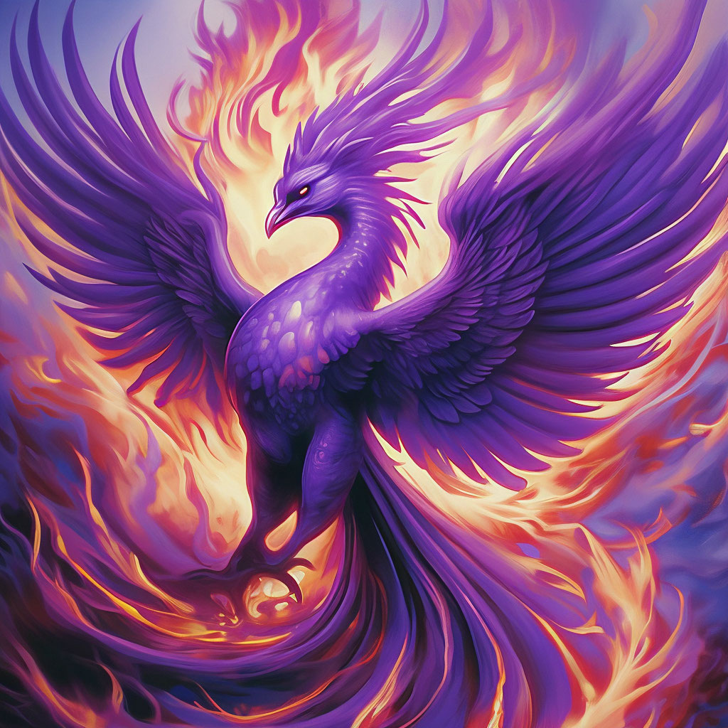 "Purple phoenix" — image created in Shedevrum