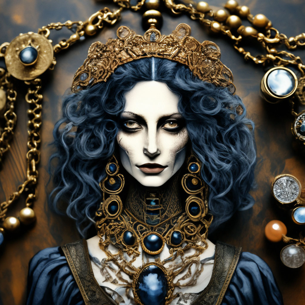 "Watercolor, grotesque, grunge, witch of the 17th century, earrings and ...