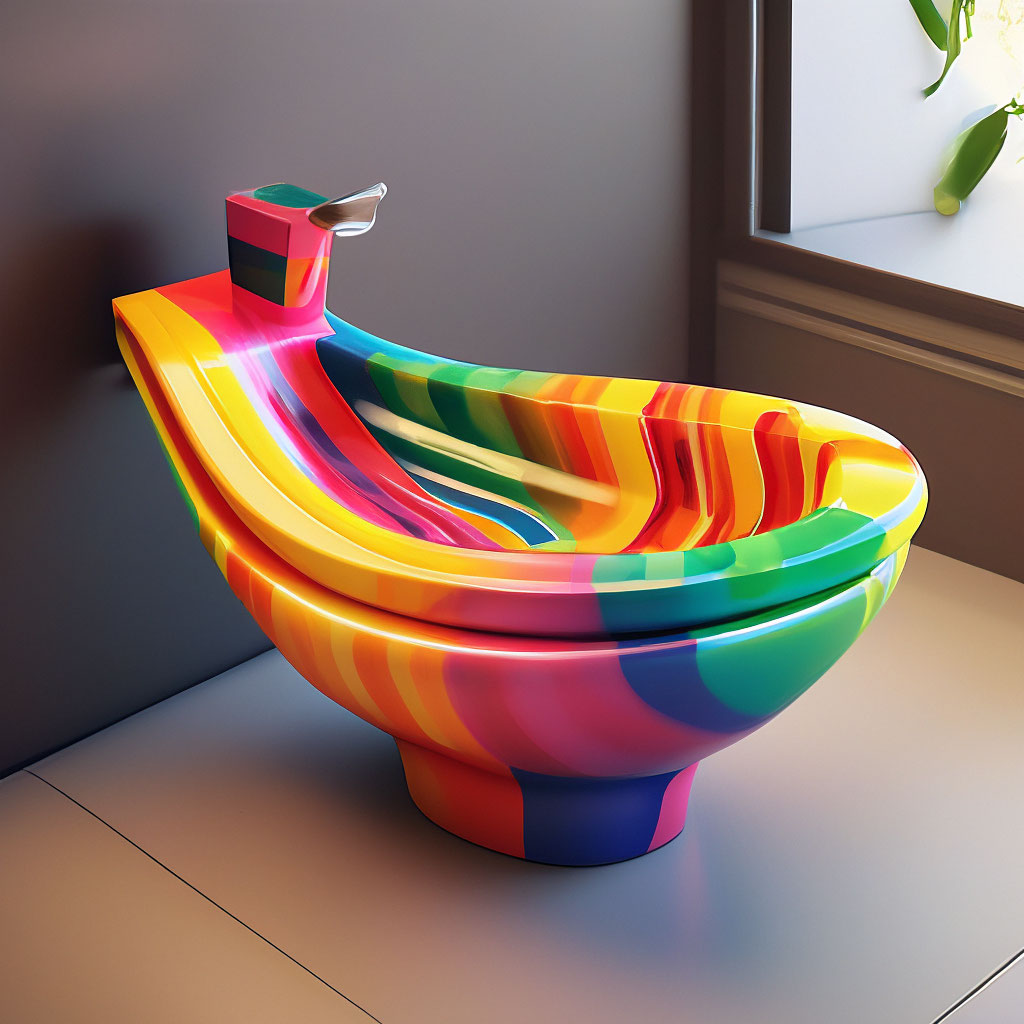"Multicolored toilet bowl" — image created in Shedevrum