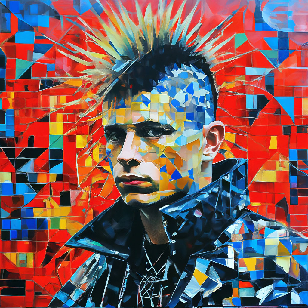"Portrait of a punk, mosaic, soviet style, communism" — image created ...