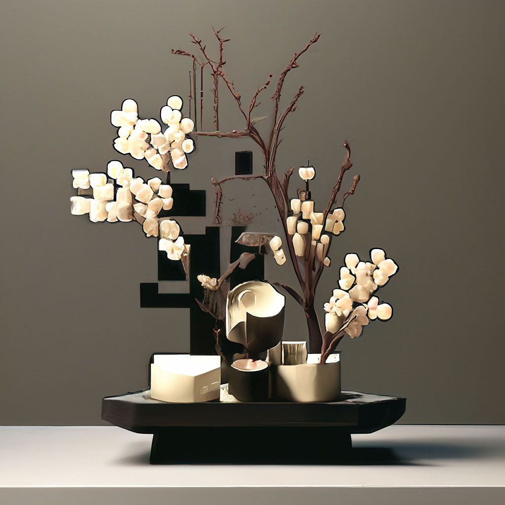 "Chocolate brown, cream, black graphite, gray haze, ikebana" — image ...