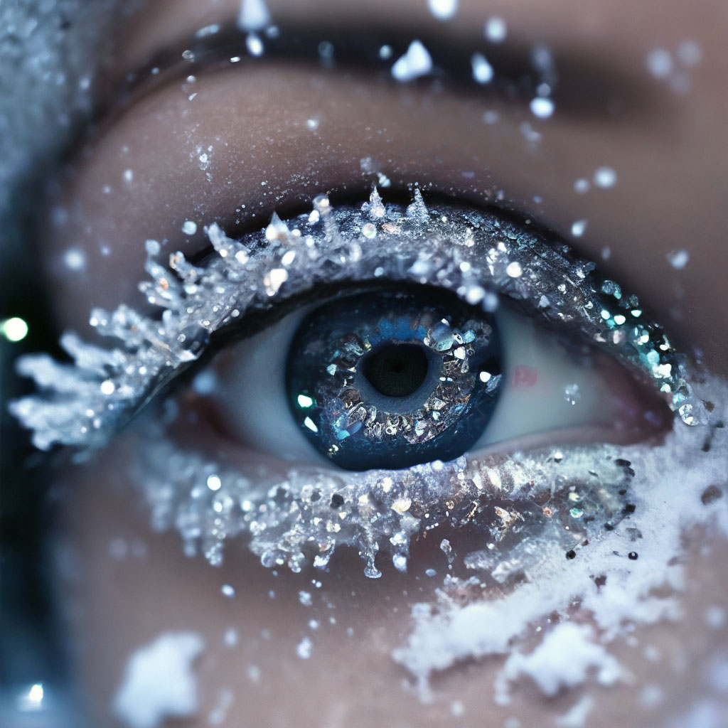 "Ecoplasm, snow, smoke, paints, girl, crystal engraved eyes, long ...