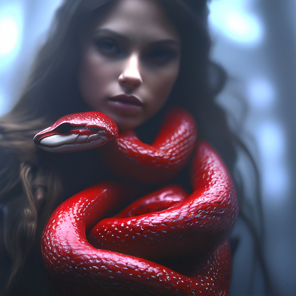"Hyper realistic beautiful misty, consisting of smoke cute red-black ...
