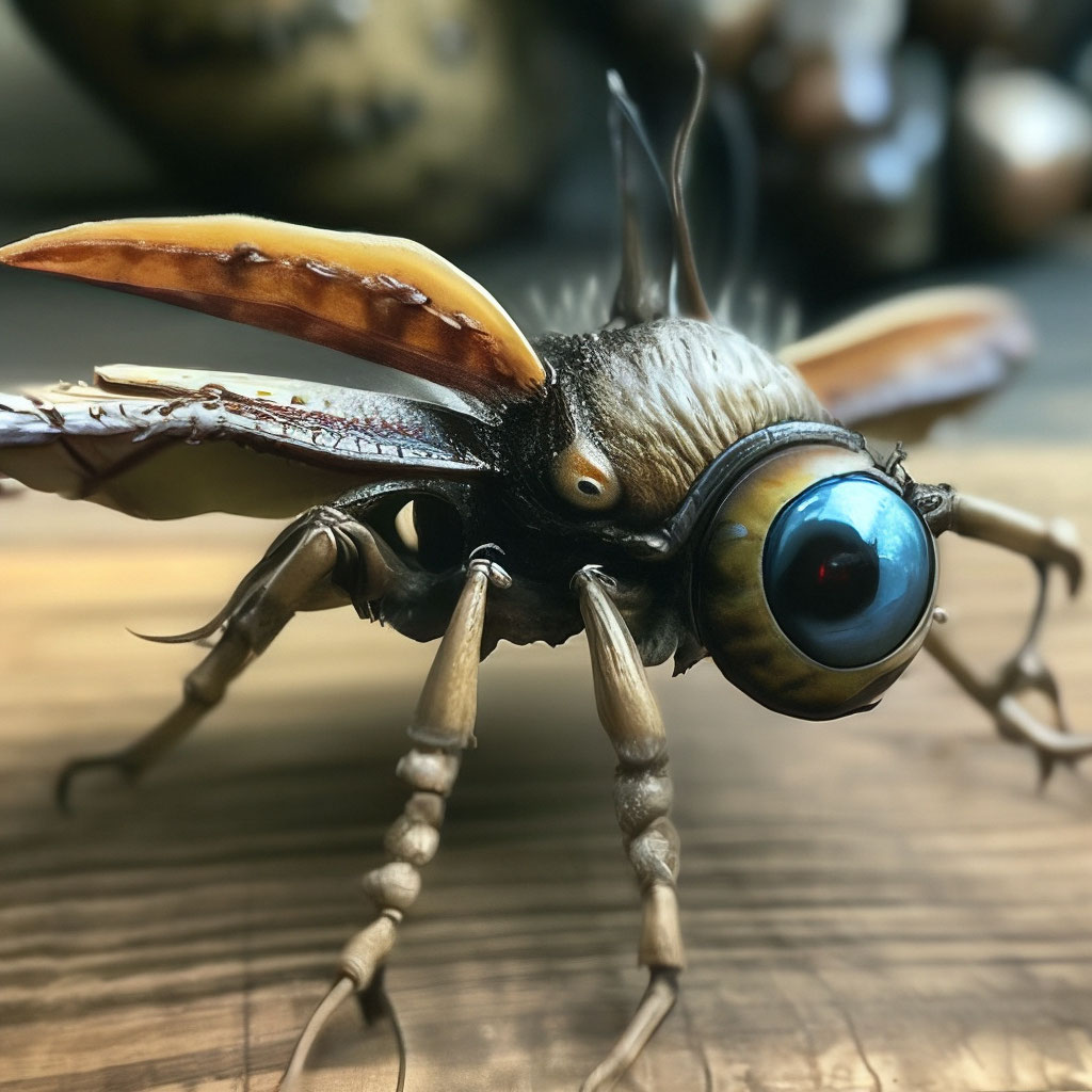 "Winged creepy bug-eyed rustler high quality realism" — image created ...