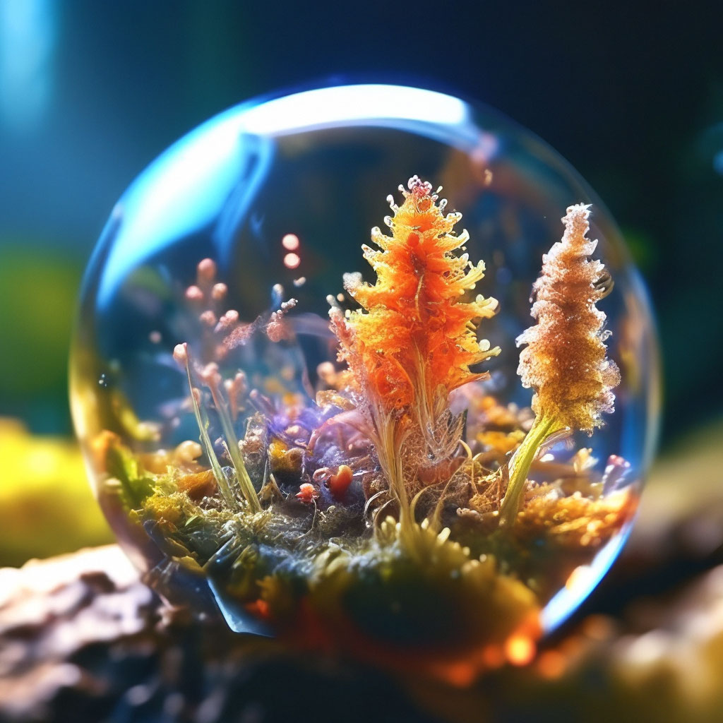 "Transparent tiny microcosm, photorealism, beautiful, aesthetically ...