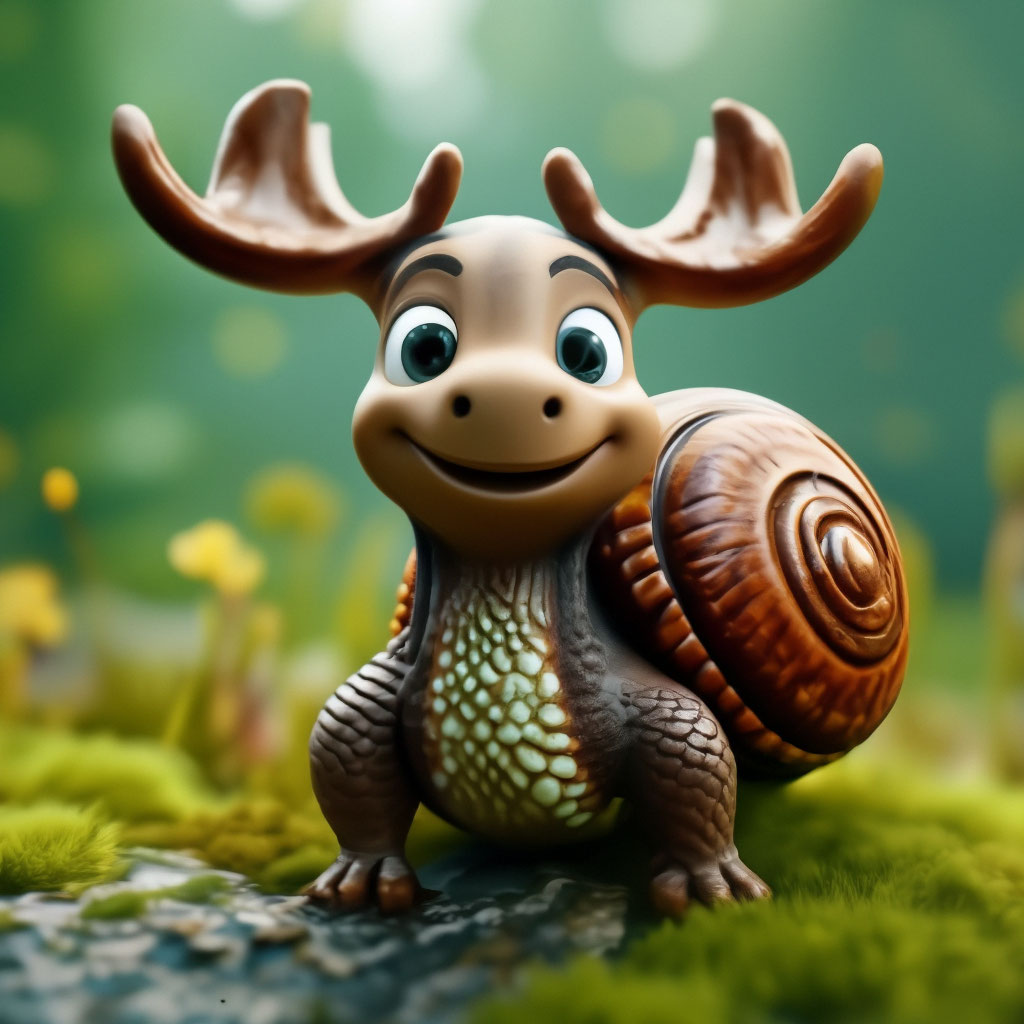"Snail-moose is cute" — image created in Shedevrum