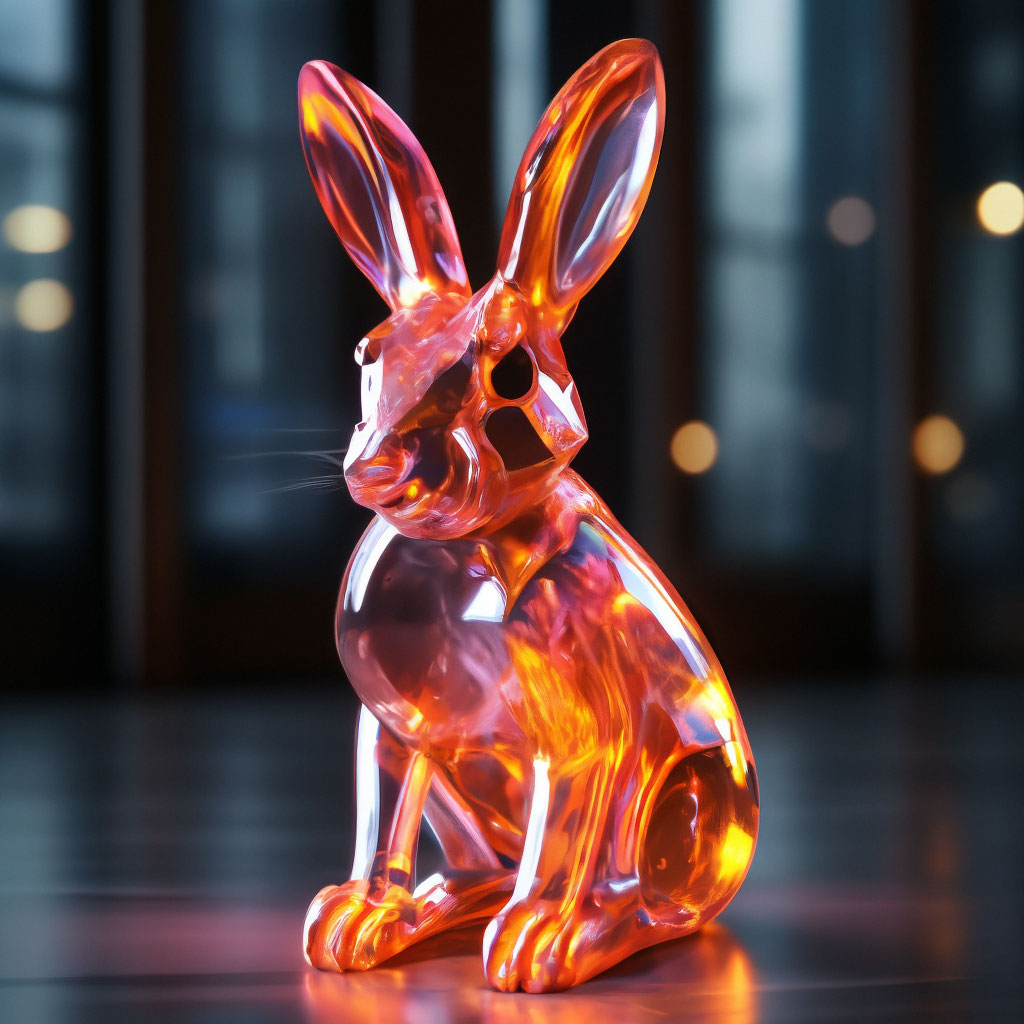 "Translucent neon rabbit" — image created in Shedevrum