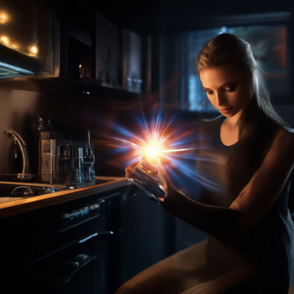 "In the kitchen, professional photo the edges are spinning with plasma ...