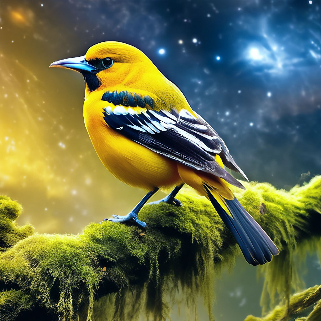 "Beautiful bird Baltimore Oriole yellow-black gradient sitting on a ...