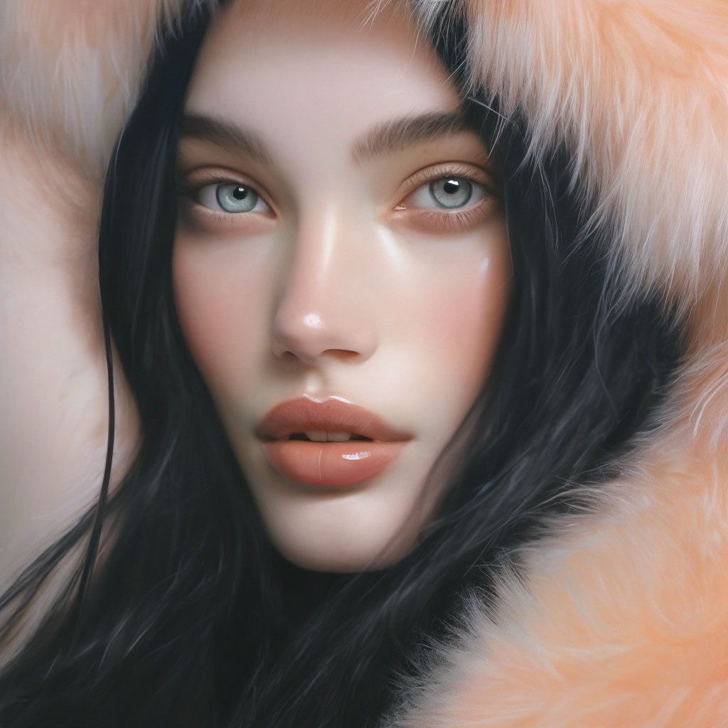 "𝕨𝕙𝕚𝕥𝕖 𝕧𝕖𝕝𝕧𝕖𝕥 𝕤𝕜𝕚𝕟, 𝕓𝕝𝕒𝕔𝕜 𝕝𝕠𝕟𝕘 𝕙𝕒𝕚𝕣, 𝕤𝕡𝕒𝕣𝕜 …" — image created in Shedevrum