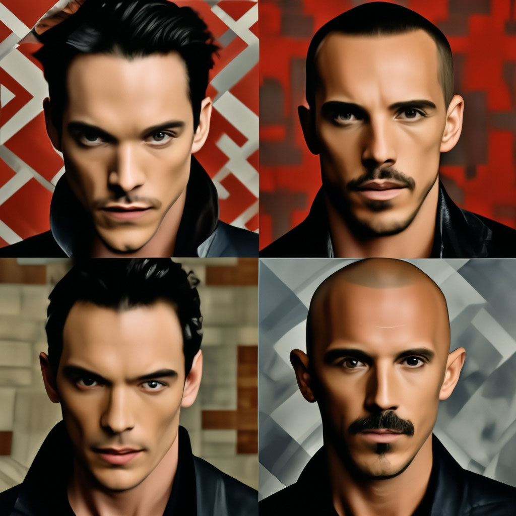 "Polyptych, collage: Jonathan Reese Myers, IdrisElba, Anthony Kiedis ...