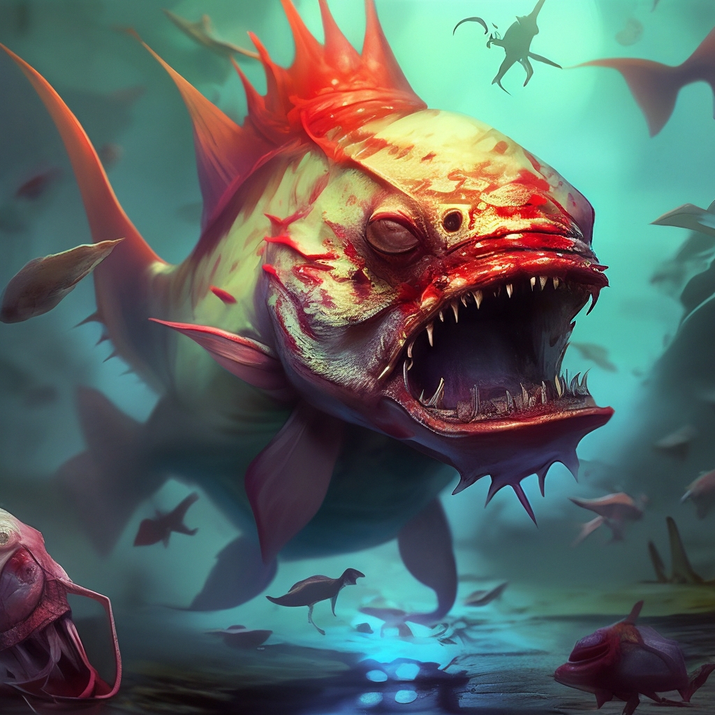 "Zombie fish" — image created in Shedevrum