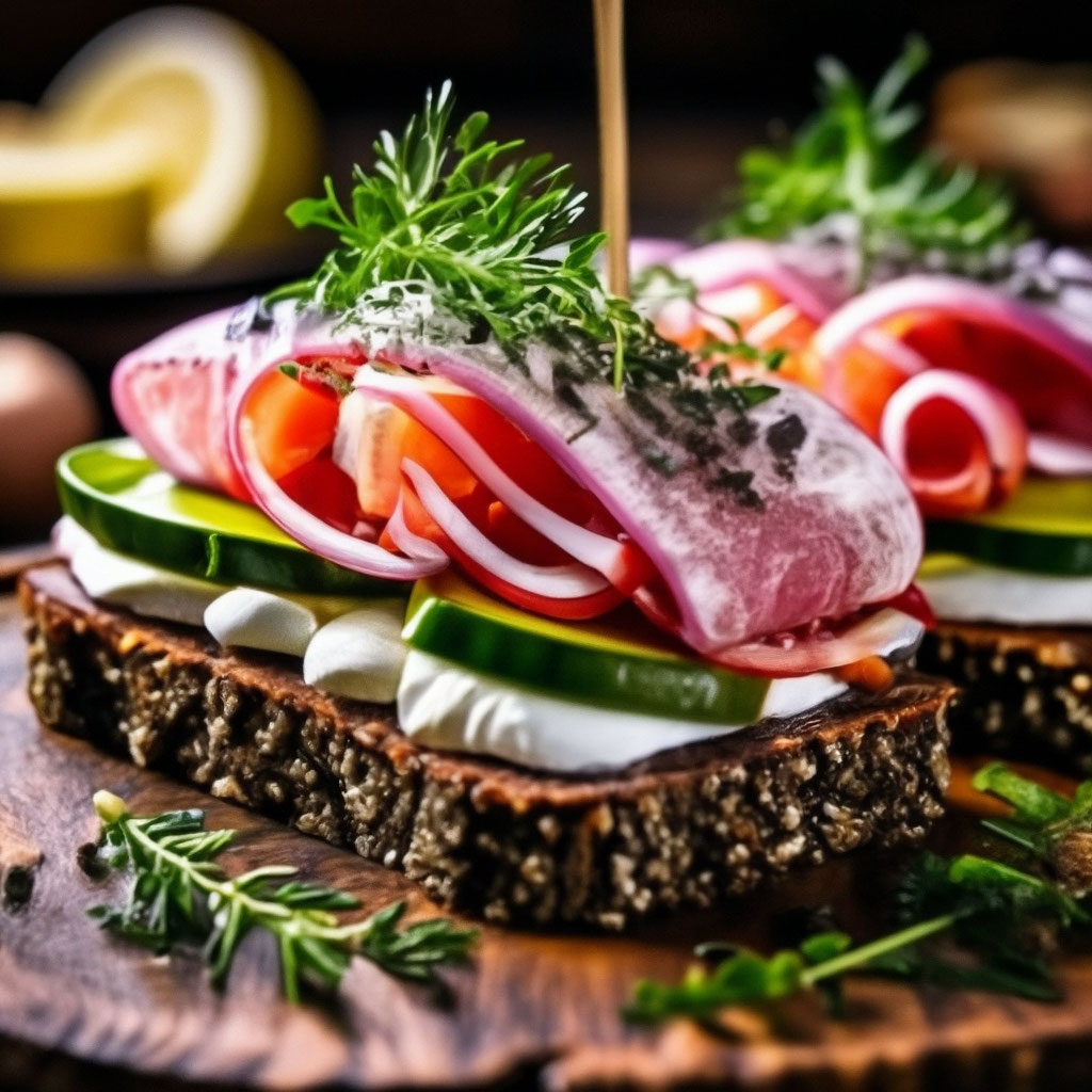 "TOP Smerrebrod is a popular Scandinavian snack.In Denmark, there is a ...