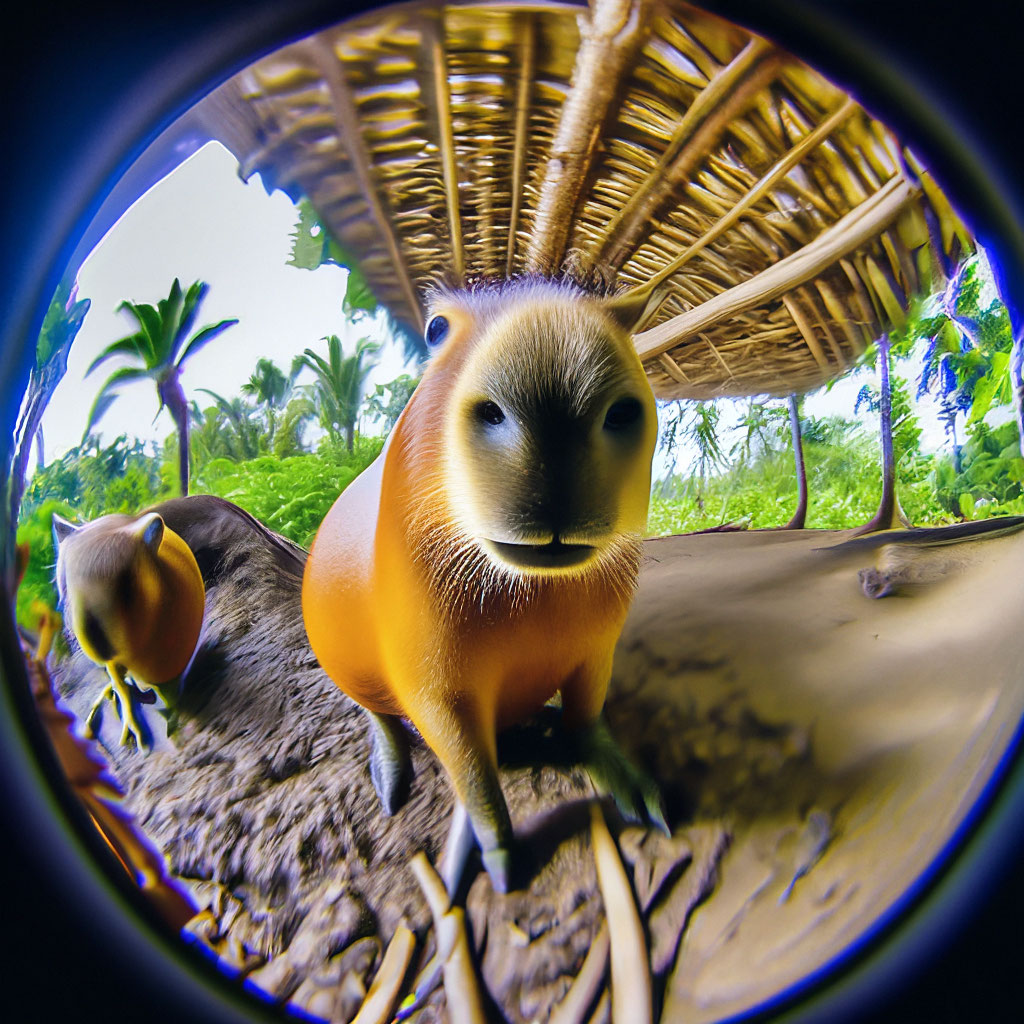 "Capybara at work" — image created in Shedevrum