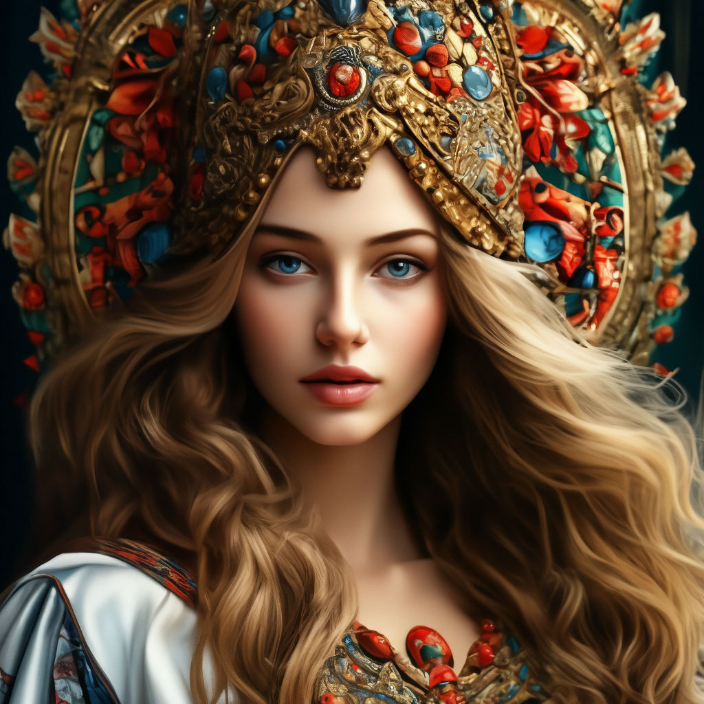 "Drawing girl, clothes in ornaments in Russian style, aesthetically ...
