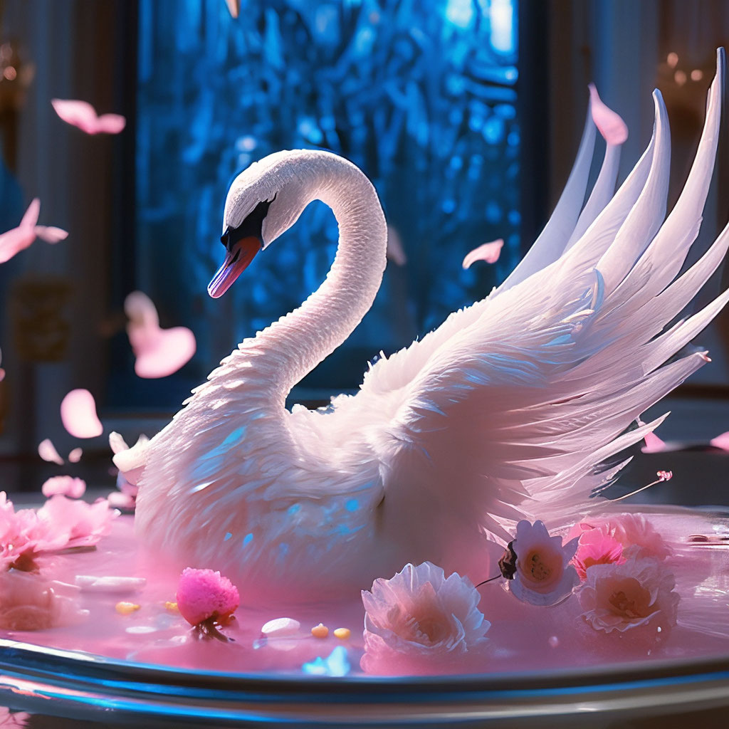 "Harmony, a magnificent swan has spread its wings, splashes, splashes ...