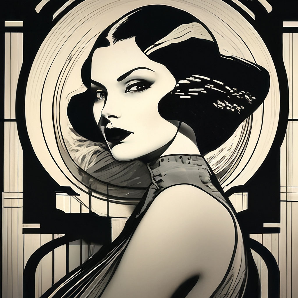 "Art deco , graphics,black ink retouching,retro , vamp woman" — image ...