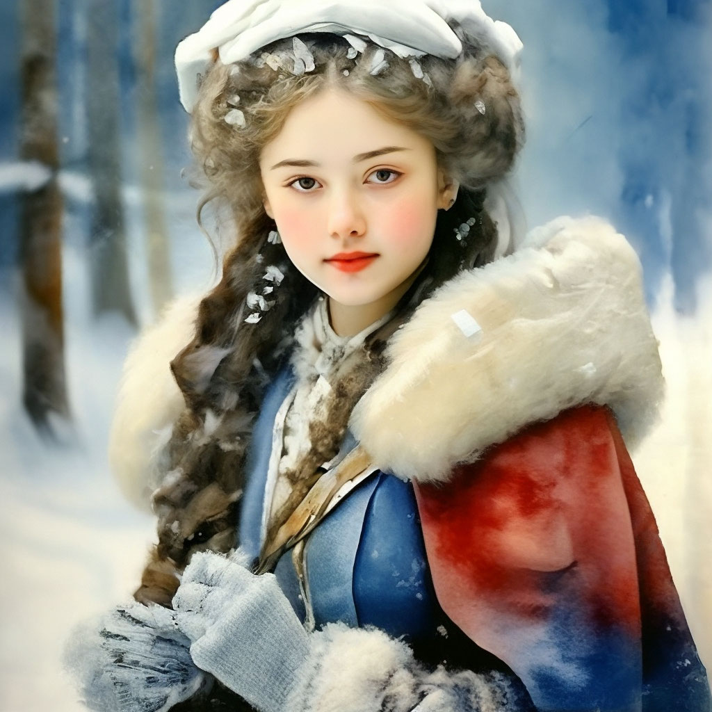 "💫🌹Beautiful noble girl, 18th century, winter, snow ,grunge,three ...