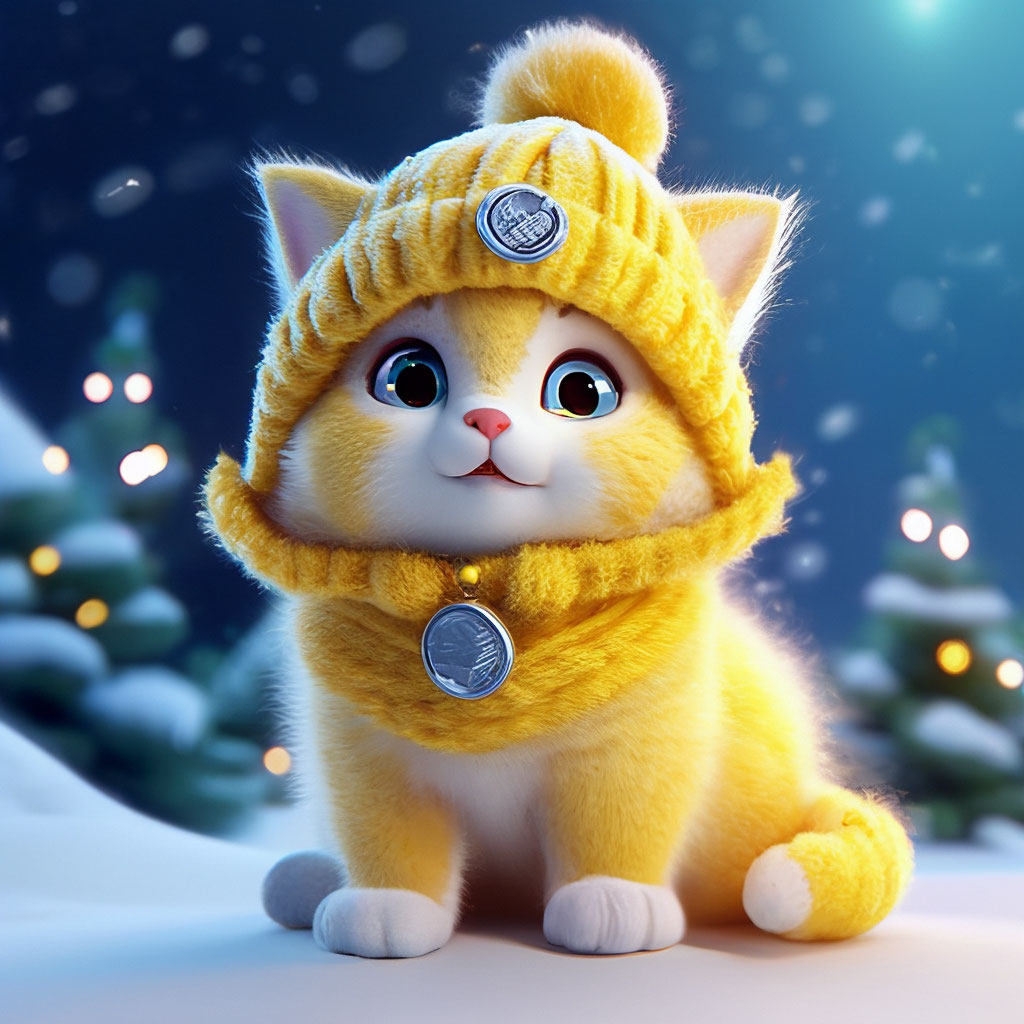 " ️ ️ ️Animal world ️ ️ ️ Cute fluffy yellow cat in a hat, big ...