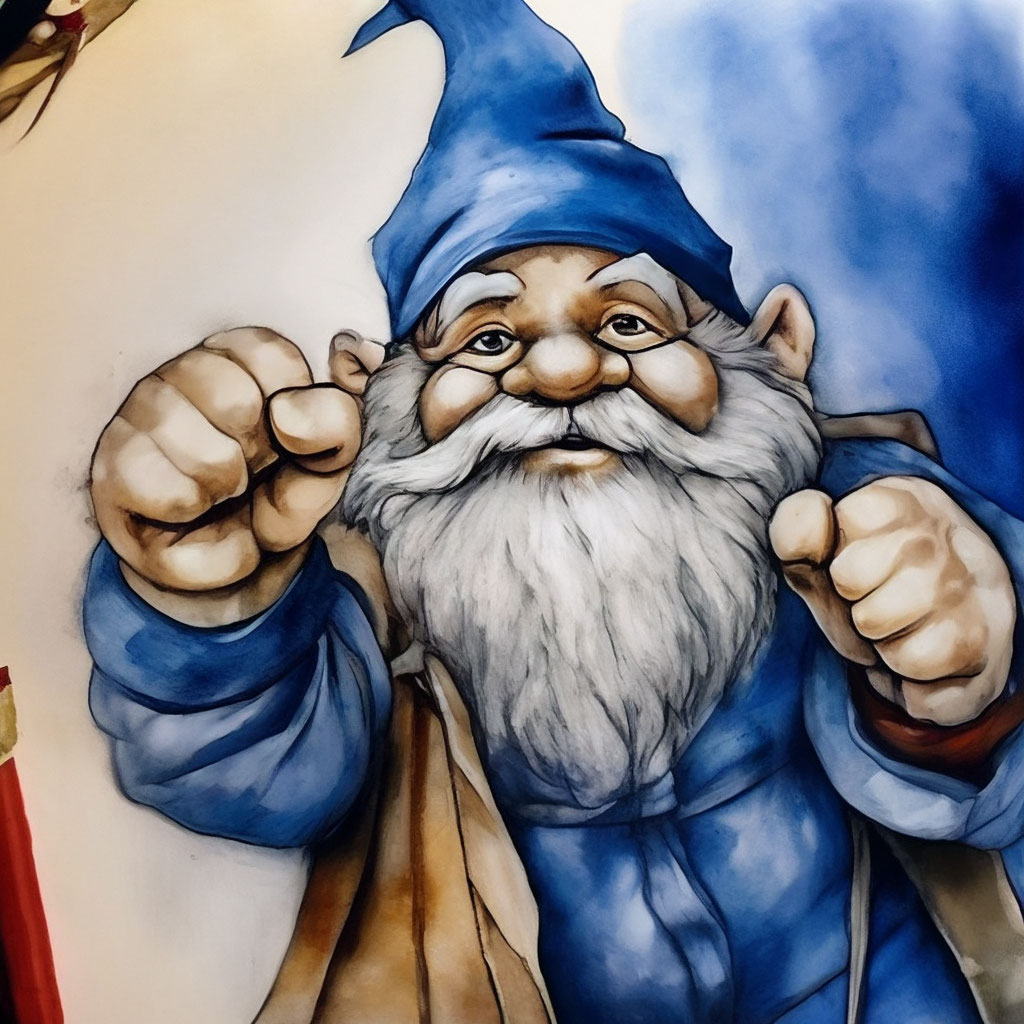 "My little Dwarf, fix the cap. And come on, don't get mad, unclench ...