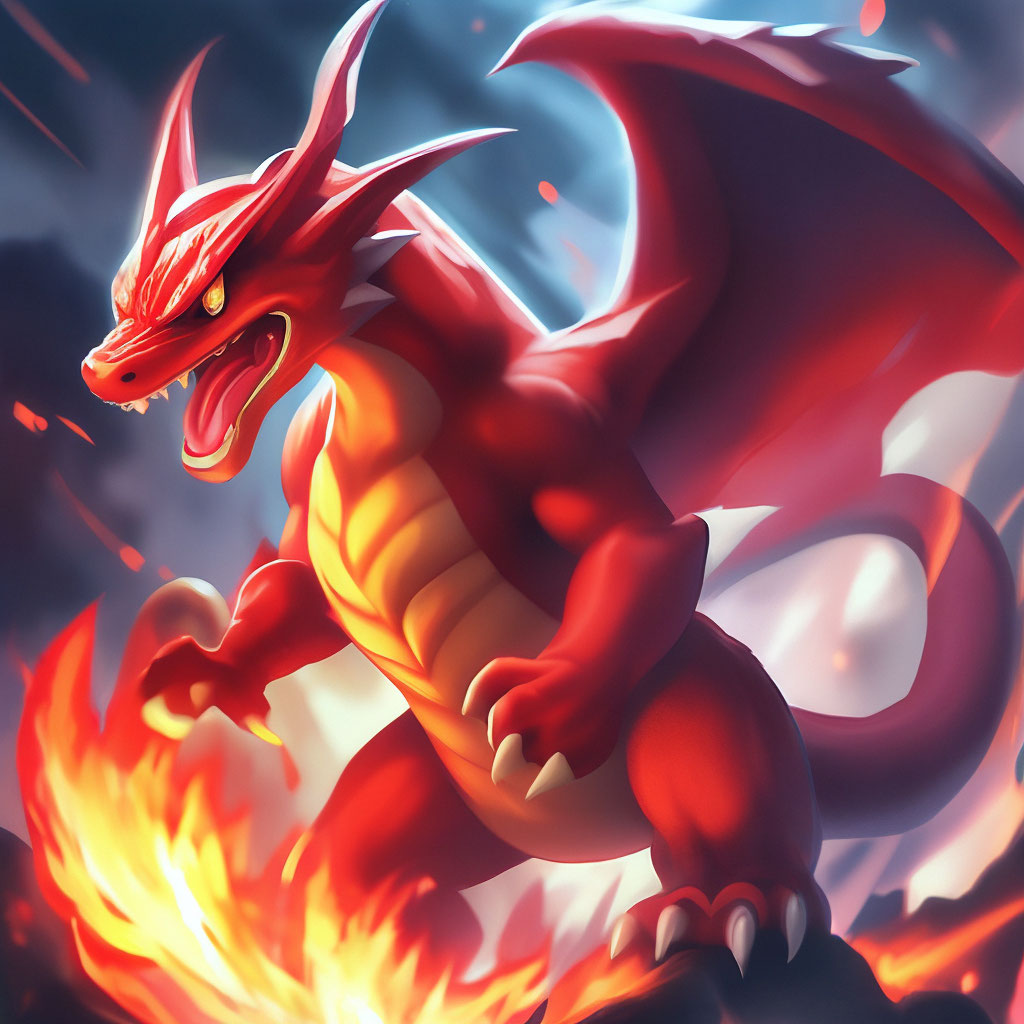 "Charizard Pokemon, a formidable and intimidating red dragon with fire ...